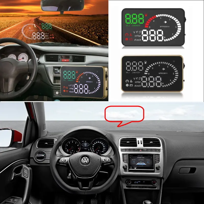 Carro hud cabeça up display para volkswagen vw polo/golf/coelho 2010 ...