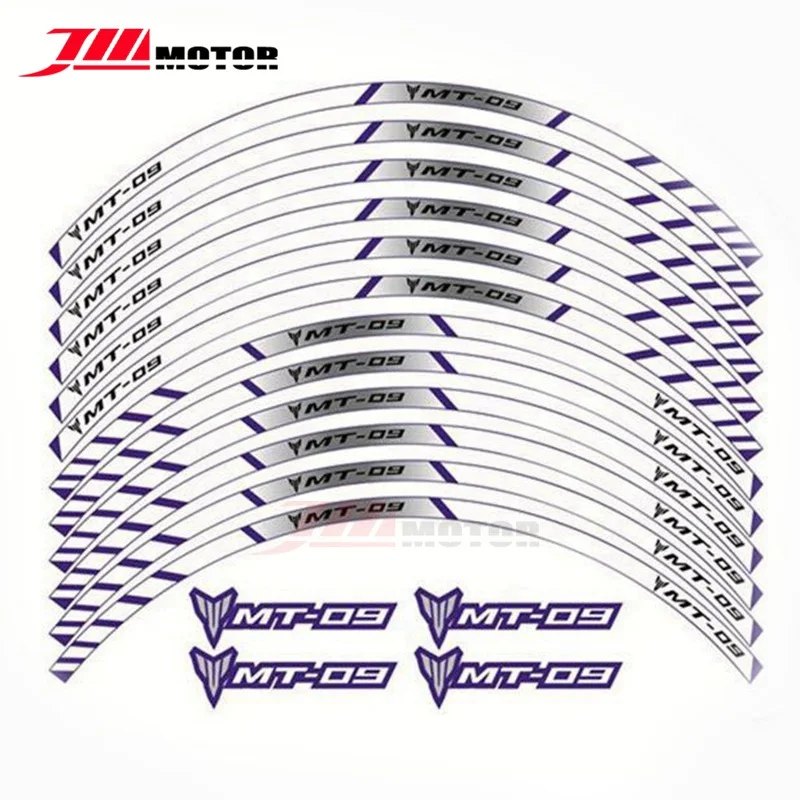 12PCS X17" MT09 LOGO Motorcycle 3M Reflective Wheel Edge Outer Rim ...