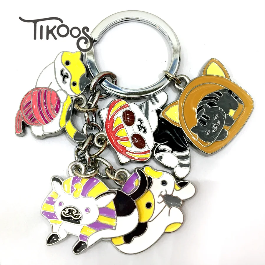 Fashion Jewelry Keychain Cartoon Neko Atsume Cute Cat Figure Pendant ...