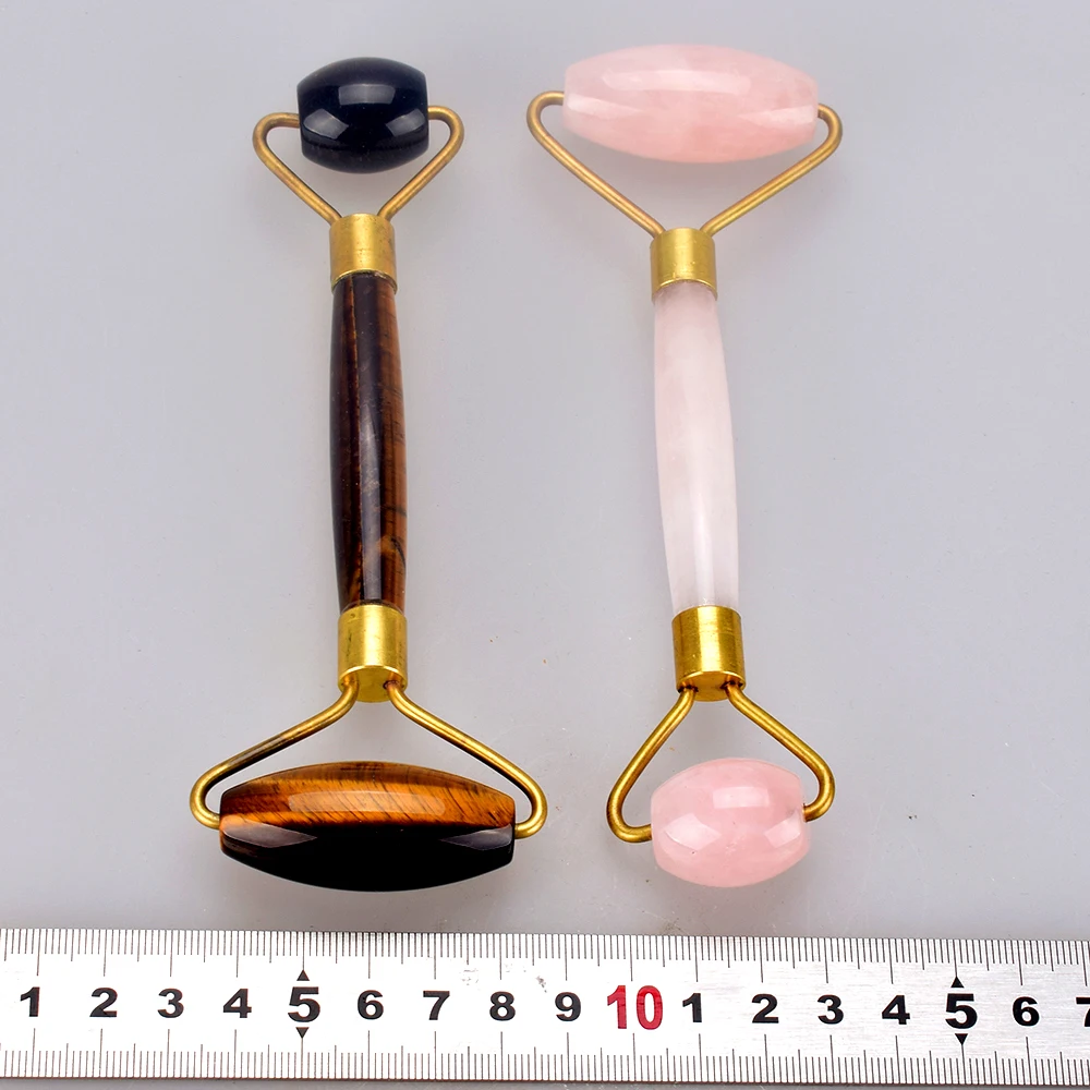 Wholesale Natural Stone Slimming Face Massager Roller 2 Head Gua Sha