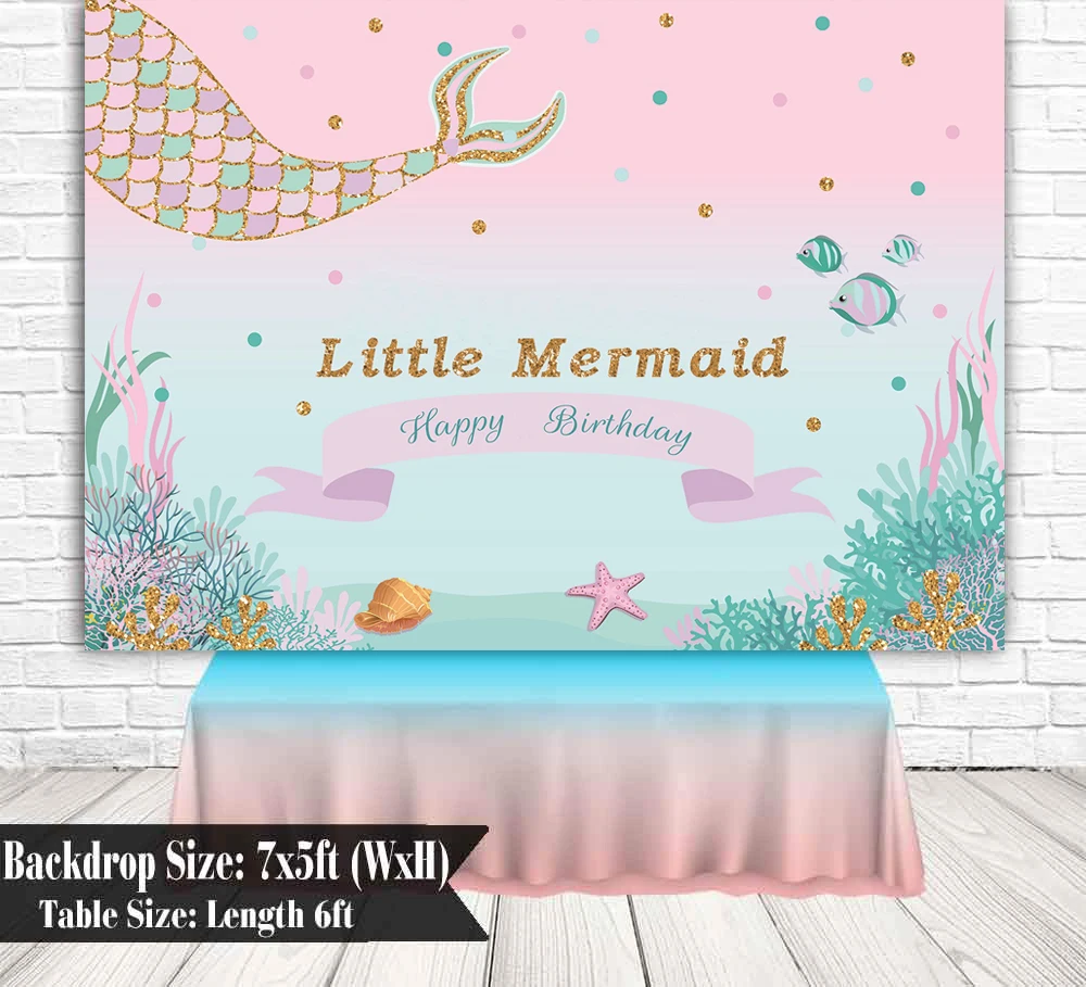 Under The Sea Bubble Mermaid Tail Backdrops Sweet Birthday Party ...