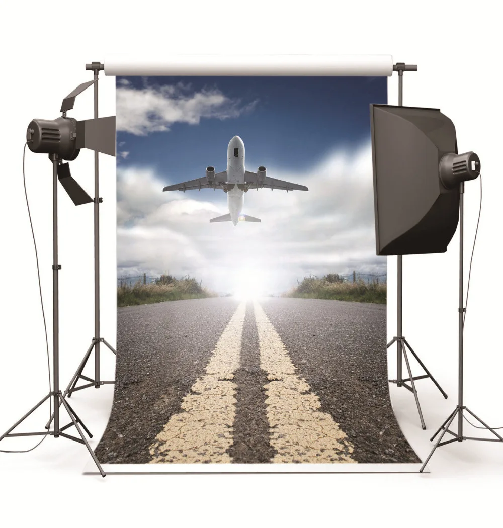 Airport Plane Vinyl Photography Background Customize Backdrops Computer ...