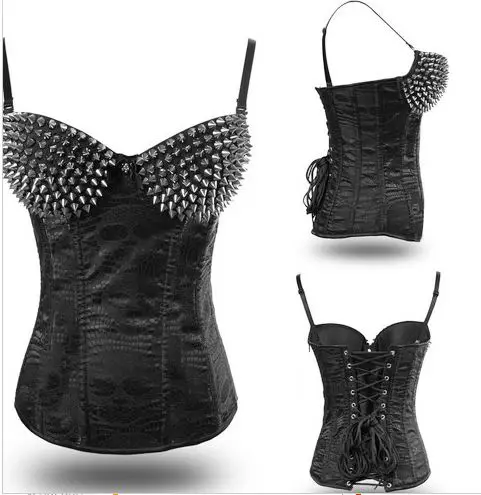 Sexy Steel Bone Corset With Rivets Spike Bra Top - Bustiers & Corsets ...