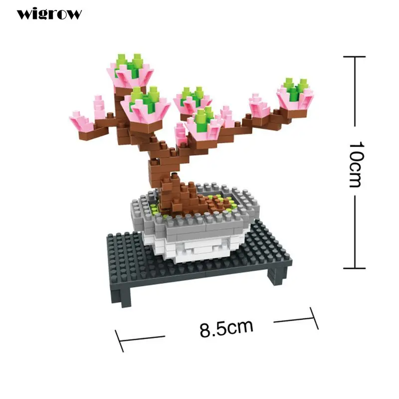 Assembly Mini blocks Pot Plants Decoration Building Bricks Flower Model ...