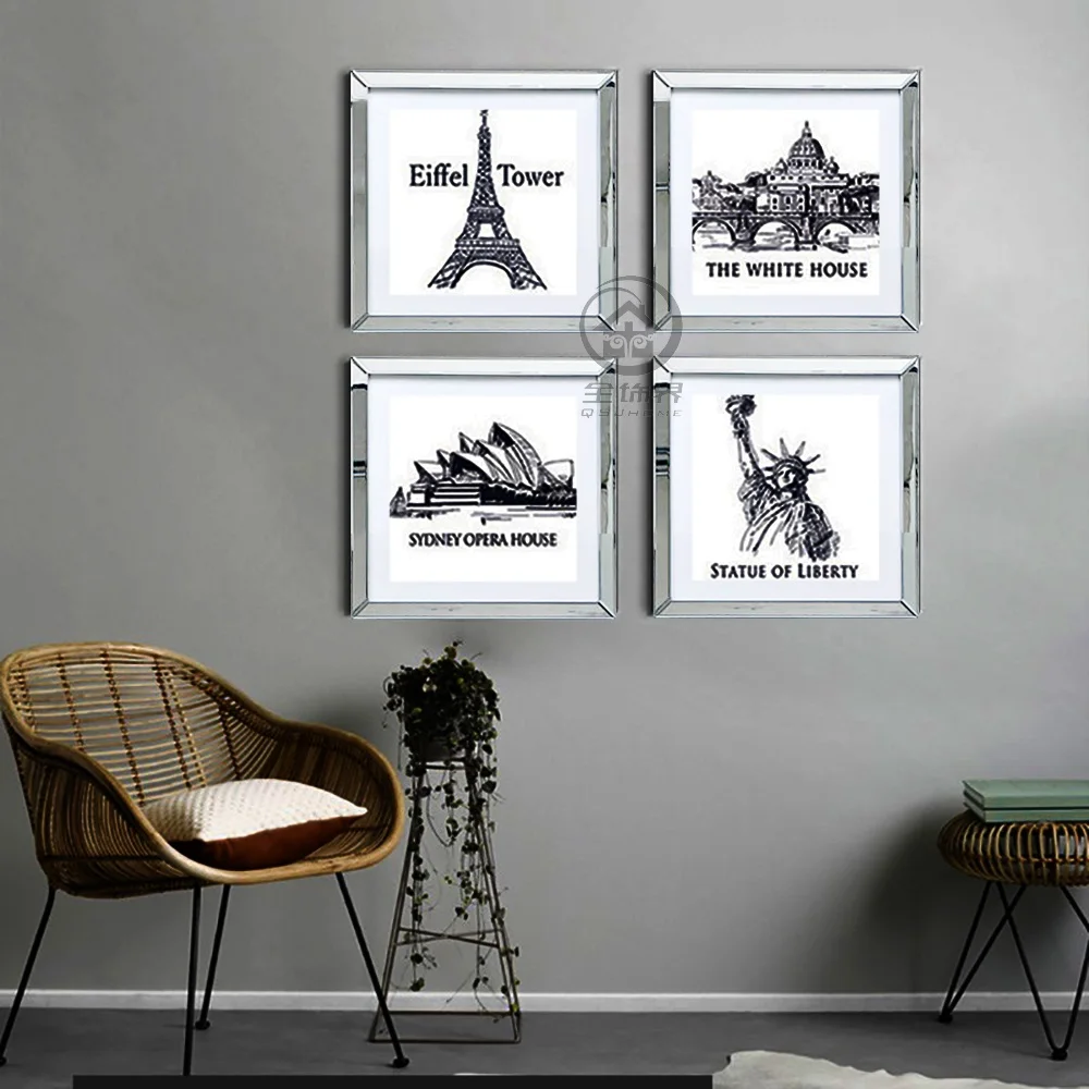 Квадратные настенные фоторамки зеркальные фоторамки художественные ...