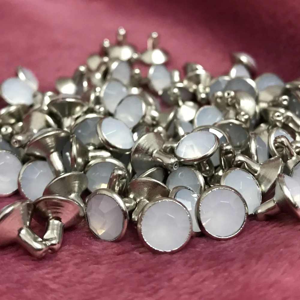 New-Coming-DIY-100PCS-8MM-White-Opal-Rivets-Snow-Opal-Acrylic-Crystal ...
