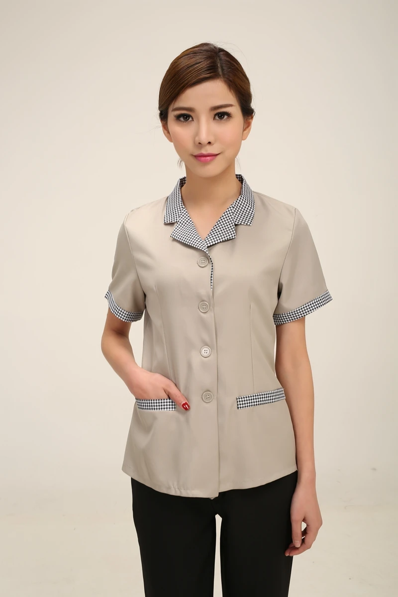 New Summer Cleaning Clean Short-sleeved Work Uniforms Collar West ...