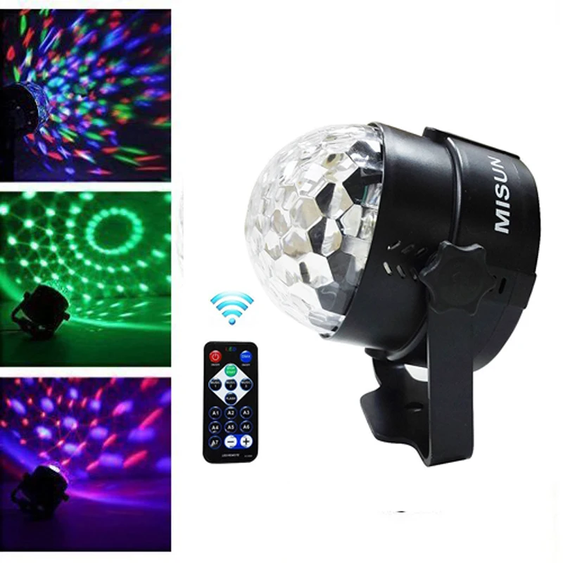 Mini PIR Controller RGB LED Crystal Magic Rotating Ball Stage Light ...