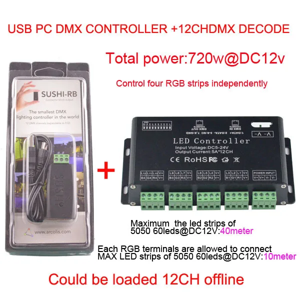 France-12-channel-Easy-DMX-LED-controller-dmx-decoder-driver-and-USB ...