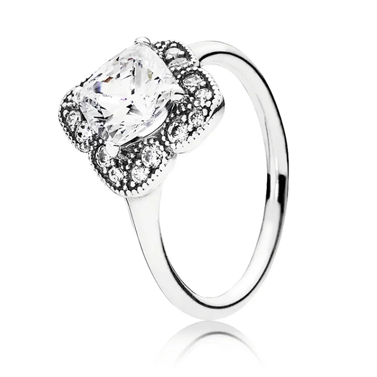 Authentic 925 Sterling Silver Ring Crystalized Floral Fancy Rings With ...