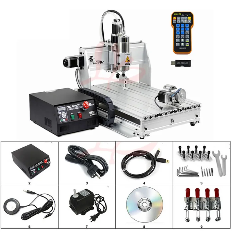 4 Axis Mini CNC Milling Machine CNC 6040 Router Engraver USB 2.2KW CNC Metal Engraving Machine ...