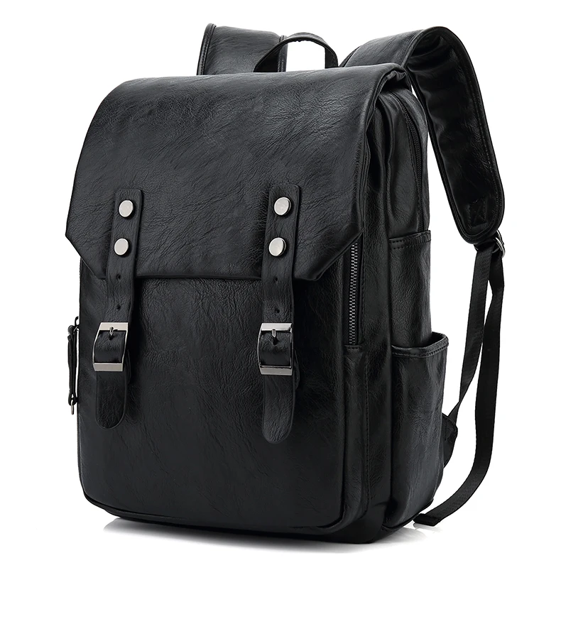 Leather School Backpack Bags For College Mochila Man Simple Design ...