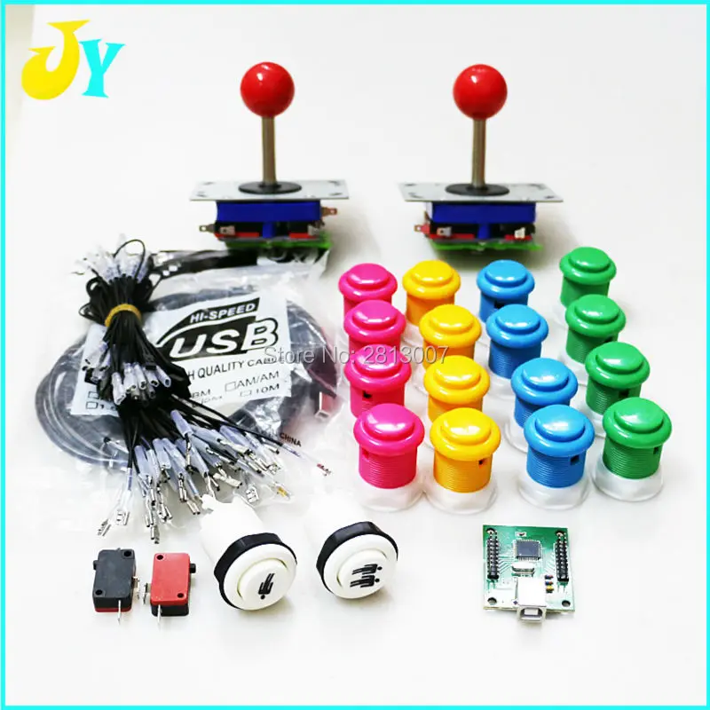 Arcade-DIY-KIT-16-Round-Push-Buttons-2-ZIPPY-Joysticks-1-2-player-PC ...
