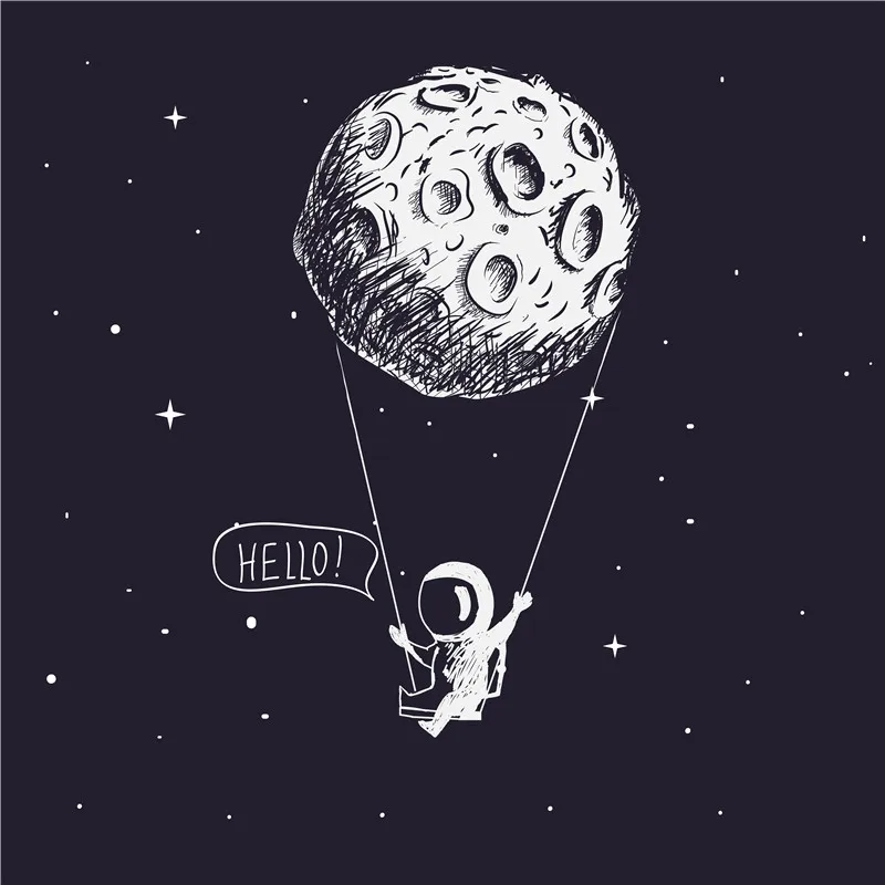 Astronaut On The Moon Drawing