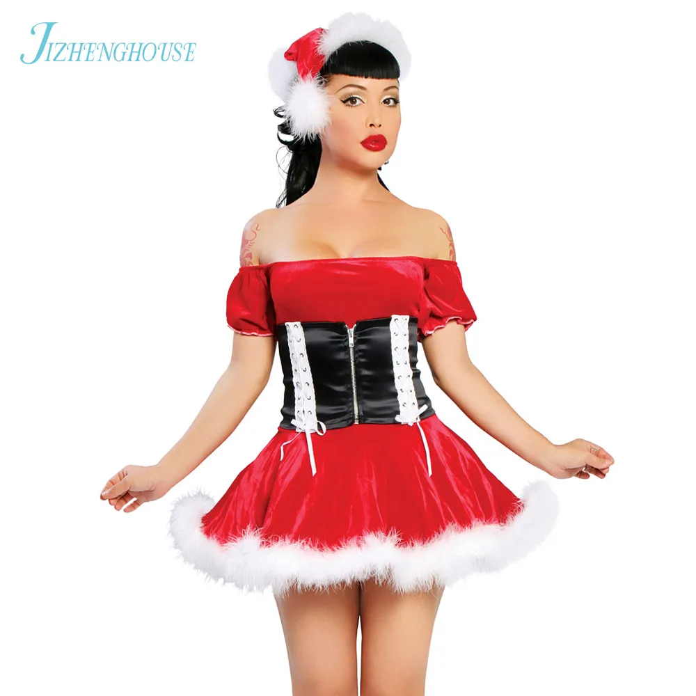 Jizhenghouse Fancy Santa Dresses For Women Sexy Christmas Party Costume In Holidays Costumes