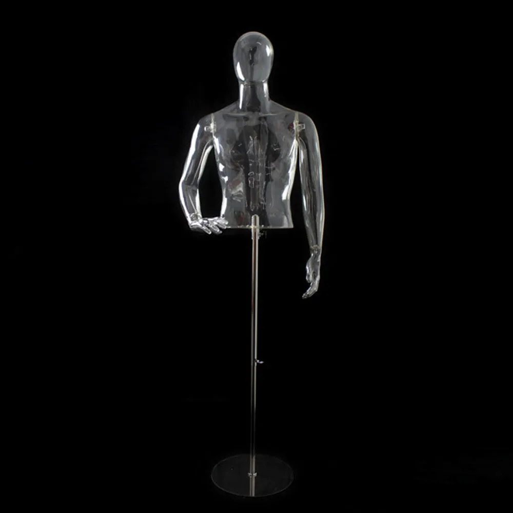 Transparency Half Body Plastic Male Clear Mannequin Torso for Clotes ...