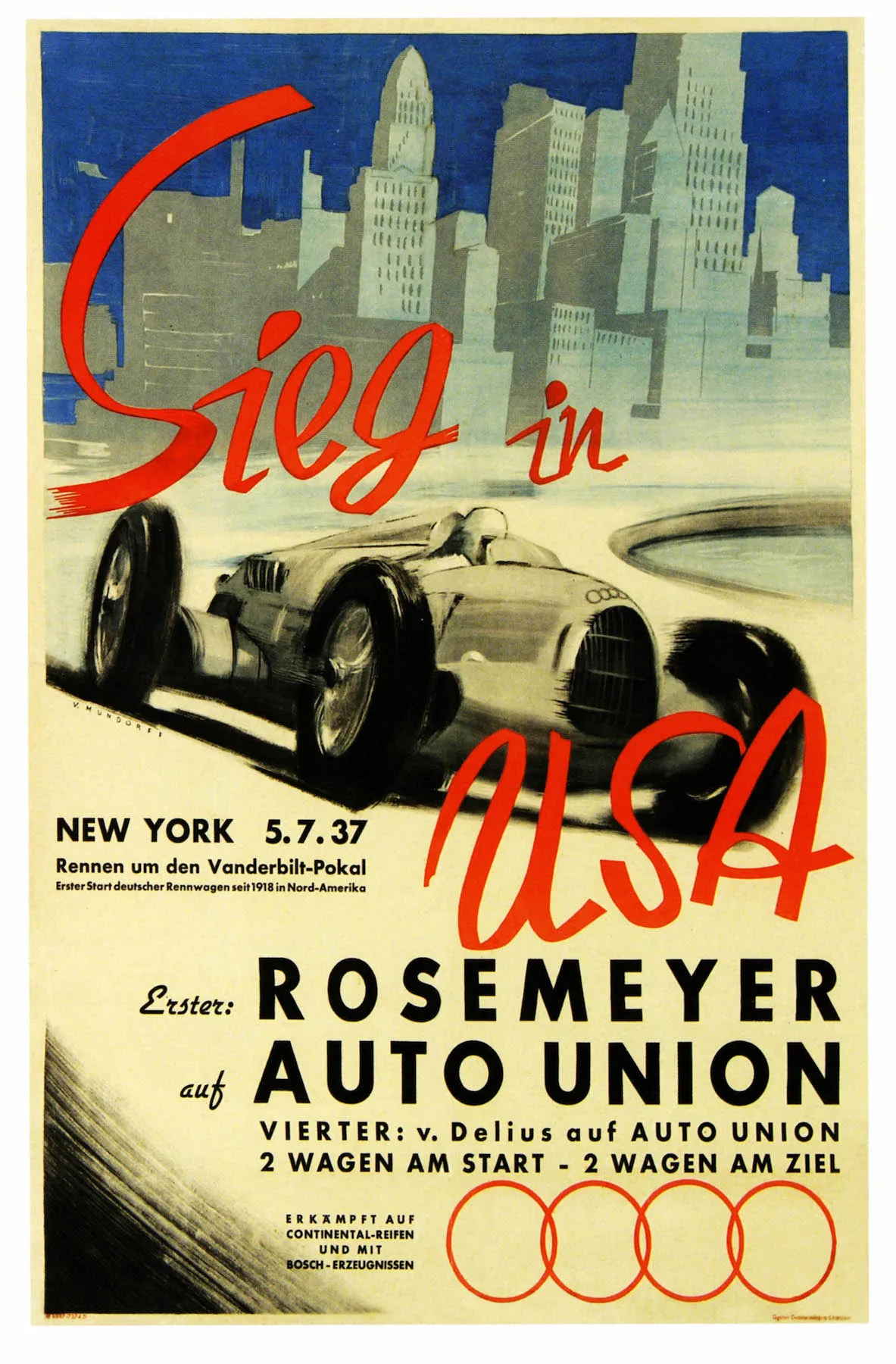 Vintage Advertising Poster osemeyer for Auto Union Classic Canvas ...