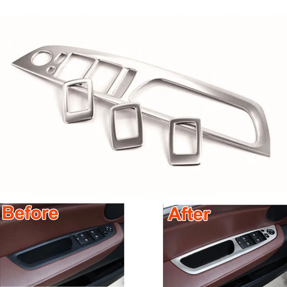 Silver Automobile Window Switch Button Adjust Panel Trim Cover Interior ...