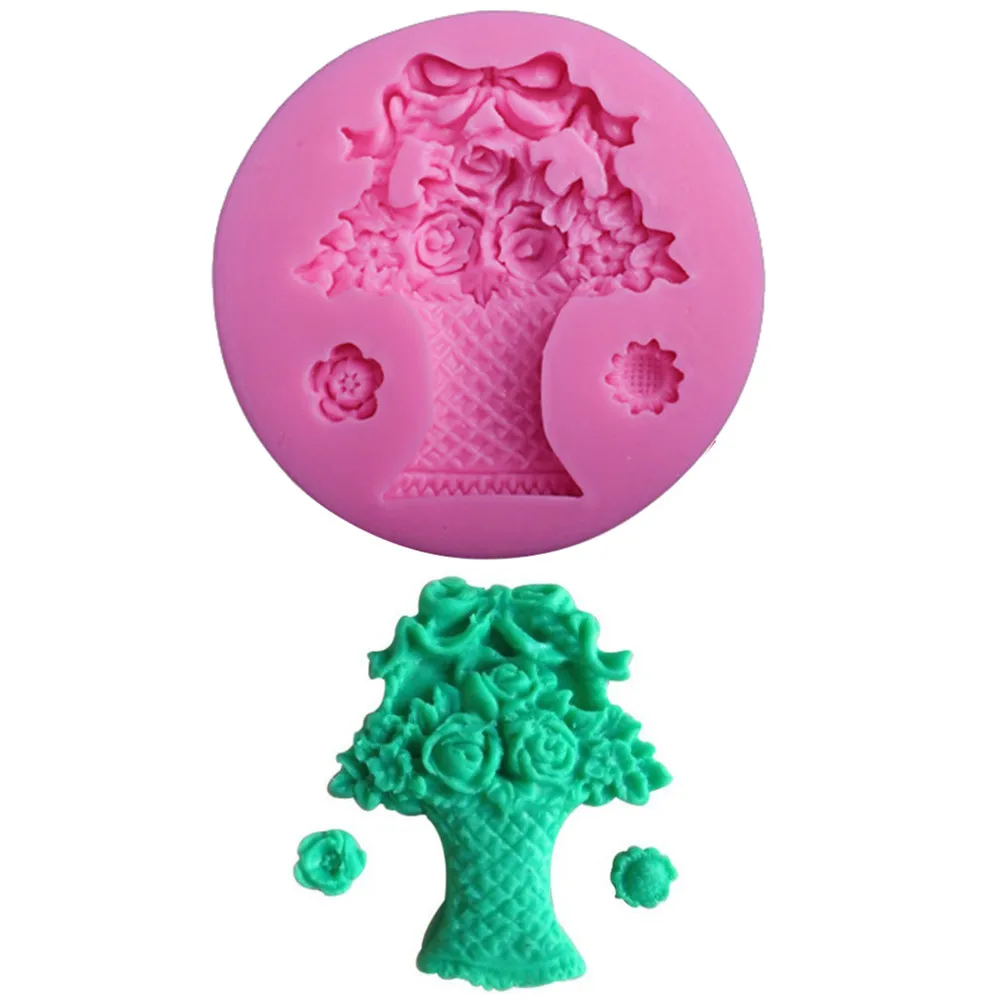 В форме цветочной корзины силиконовая форма для торта Форма DIY формы ...