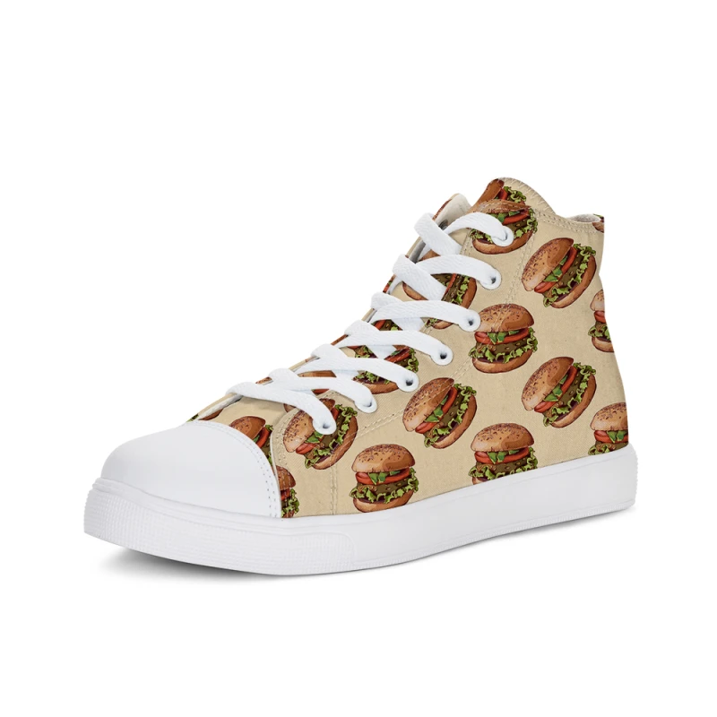 Female Vulcanized Shoe Hamburg Hamburger Donats Women Canvas Sneakers ...