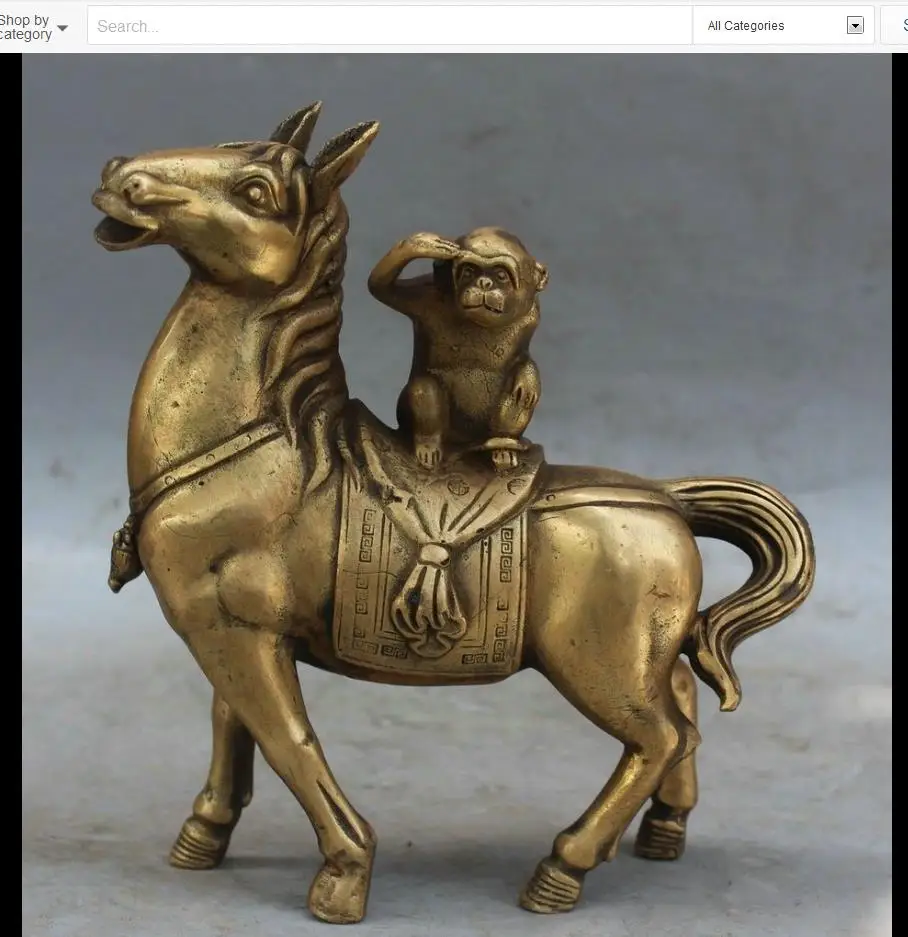 6711159114*++8" Chinese Folk Brass Fengshui Zodiac Year monkey Ride ...