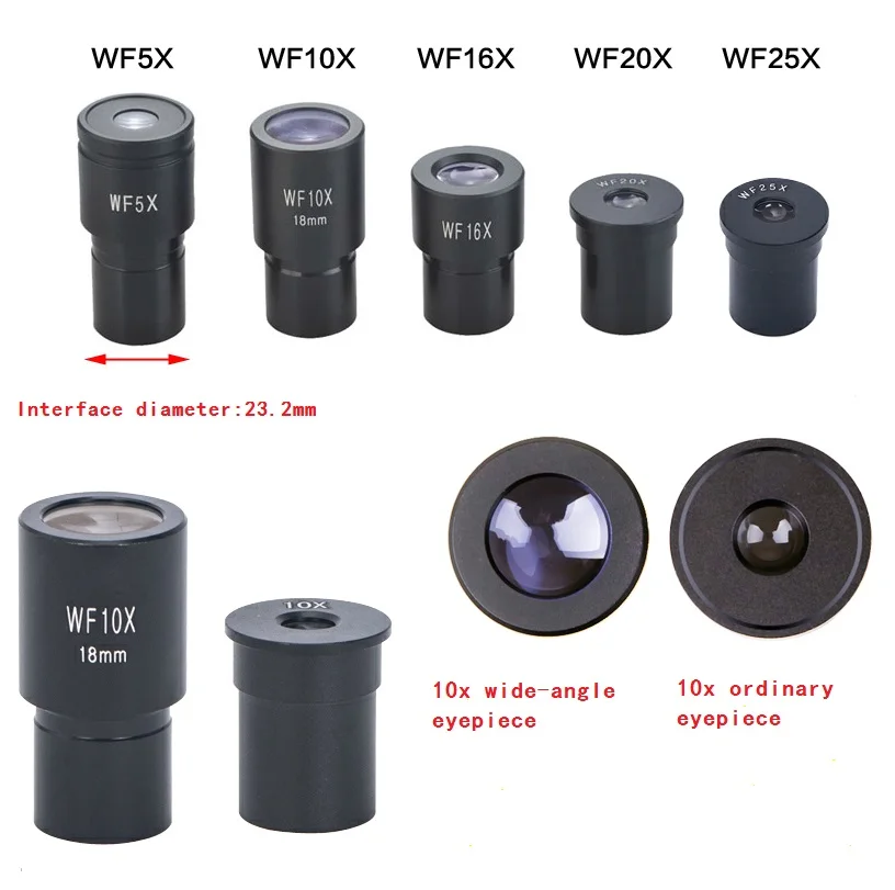 Wide Angle Lens Biological Microscope Eyepiece WF5X WF10X WF16X WF20X ...