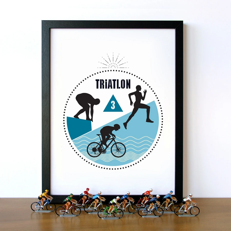 Sport Triathlon Wall Art Print And Poster , Triathlon Canvas Painting ...