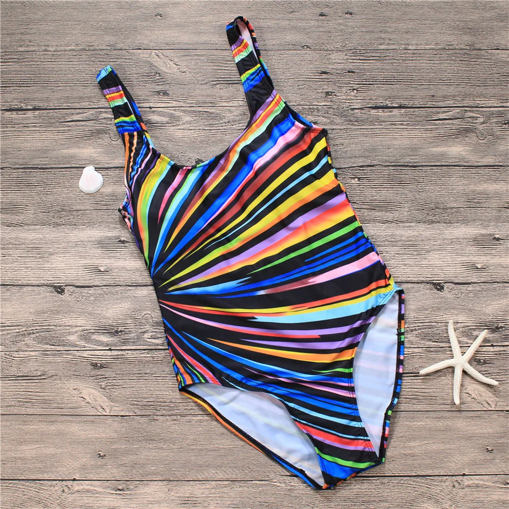 Buy Striped One Piece Bikini Sports Swimwear Women