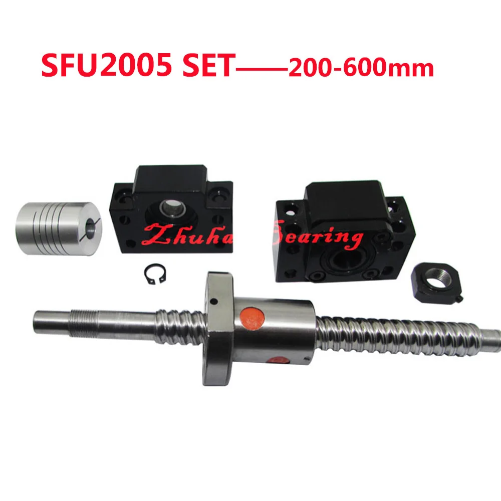 Sfu2005 Set: End Machined Sfu2005 Length 200/250/300/350/400/450/500 ...