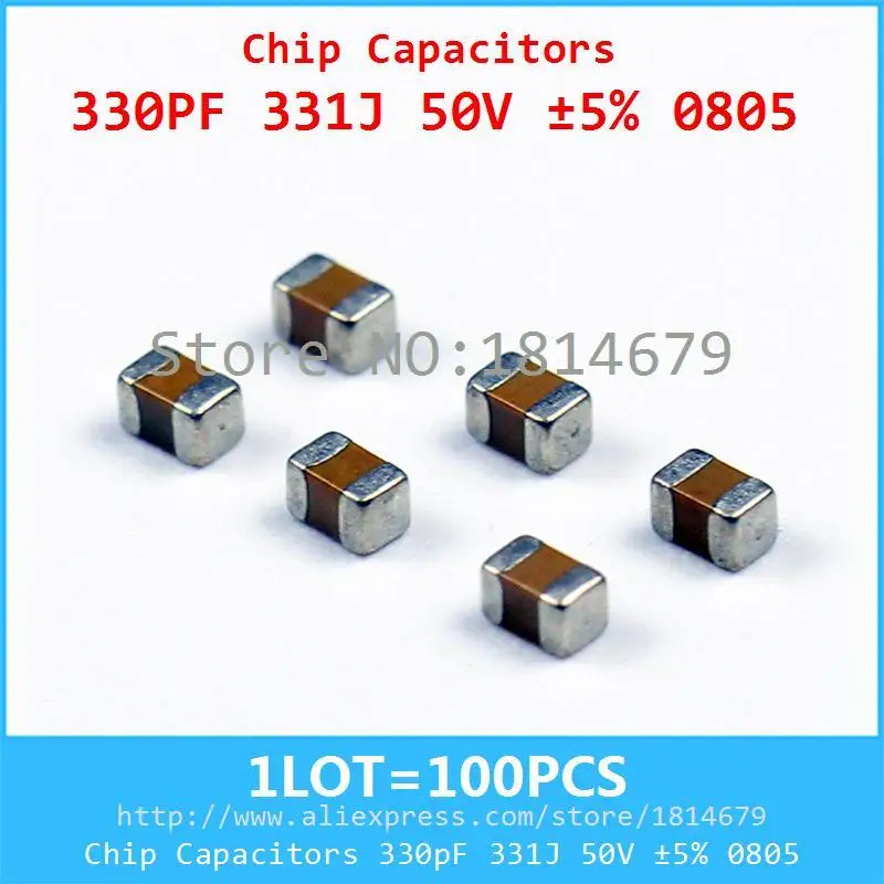 1LOT=100PCS Chip Capacitors 330pF 331J 50V 5% 0805 0.33nF Package0805 ...