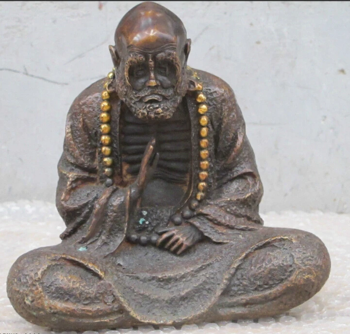 2084 8"Tibet Copper Patriarch puti prayer Beads Buddha Tamo Monk Master ...