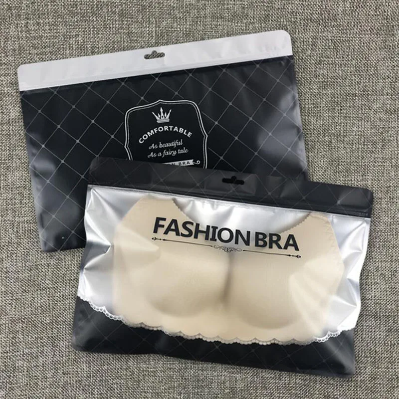 100 Pcs High Grade Frosted Plastic Bra Underwear Packaging Bag with Zip ...