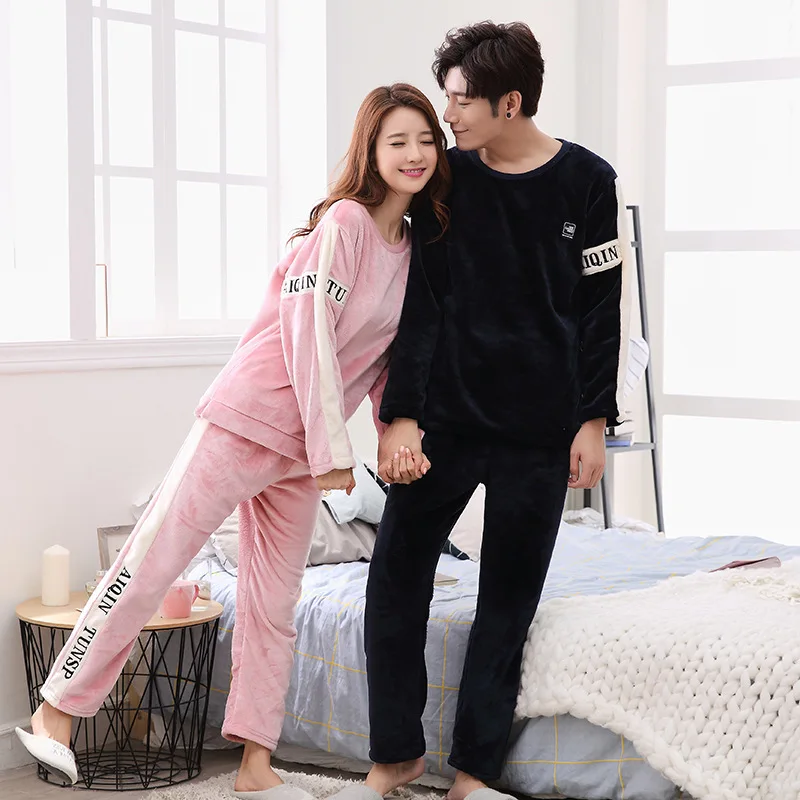 2017 Autumn And Winter Couple Pajamas Coral Velvet Female Thick Flannel