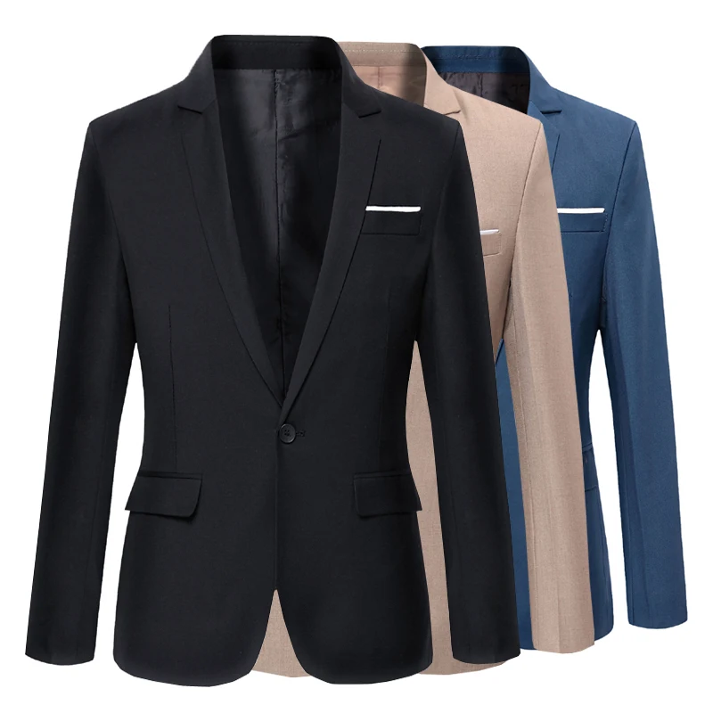 New Fashion Casual Men Blazer Cotton Slim Korea Style Suit Blazer ...
