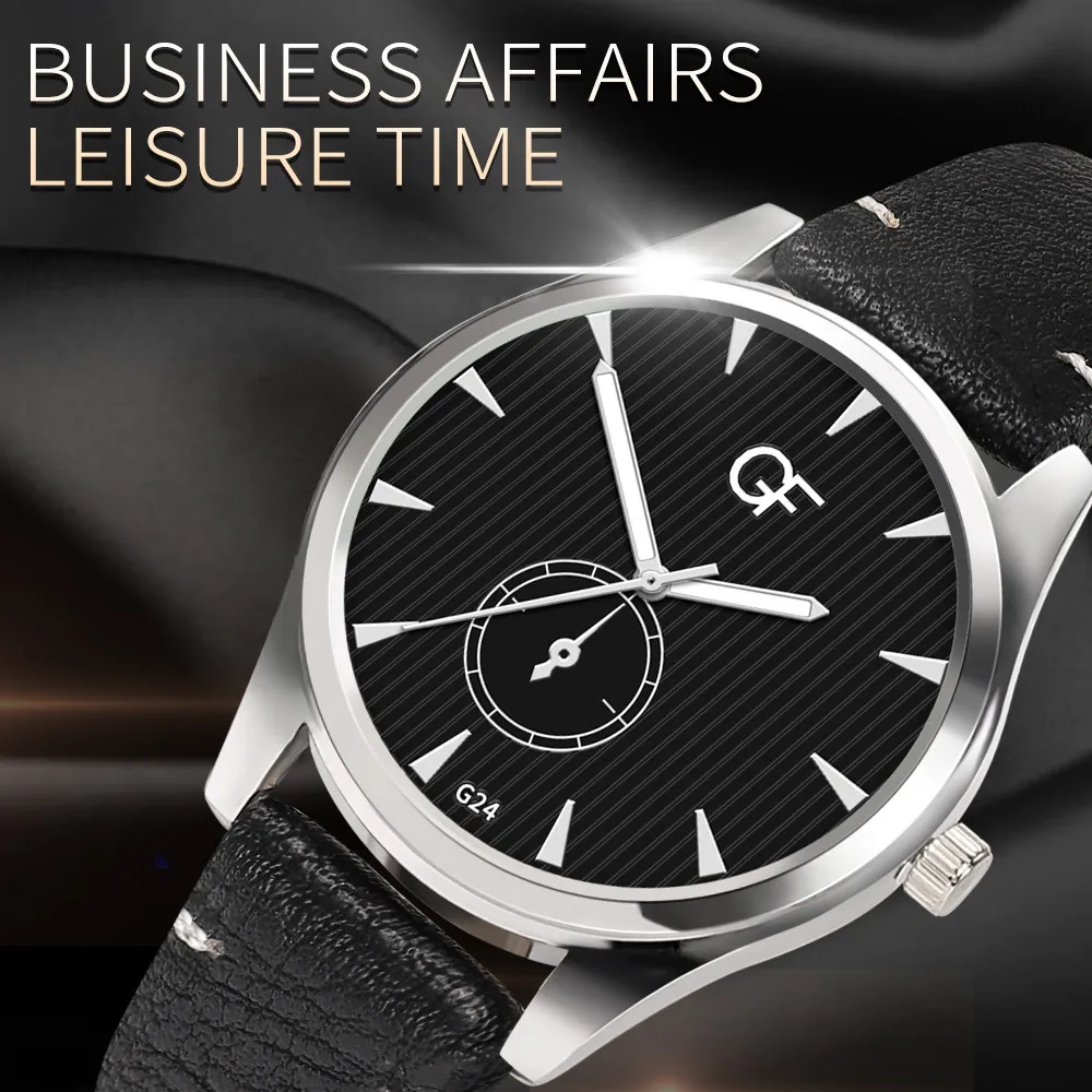 Fashion High End Men's Quartz Letter Leather Watch Pointer Light Series ...