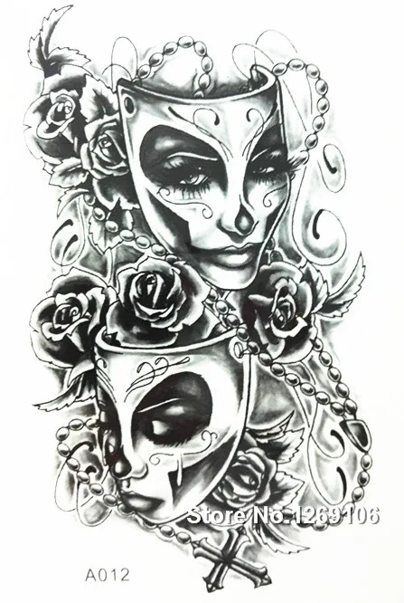 New Simple Cool Tattoo Double Mask 21x15cm Waterproof Temporary Tattoo ...