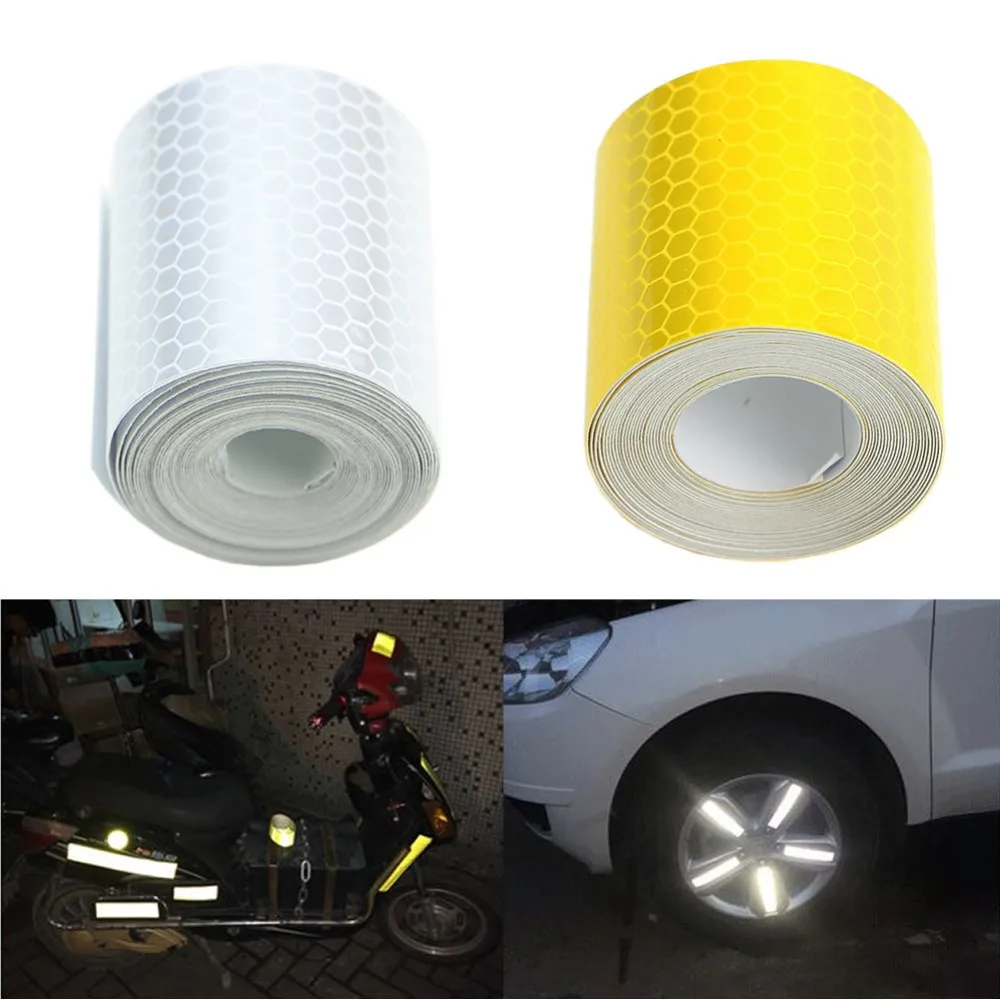 3m X 5cm Fluorescence Pure Yellow Reflective Car Truck Motorcycle ...