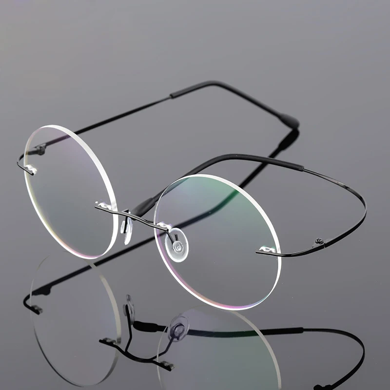 Vintage Rimless Glasses Frame Women Ultralight Eyeglasses Men Prescription Frameless Round
