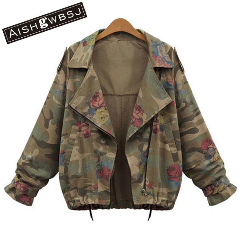 AISHGWBSJ 2017 New Women Camouflage Jackets Bat Sleeve Coats Spring ...