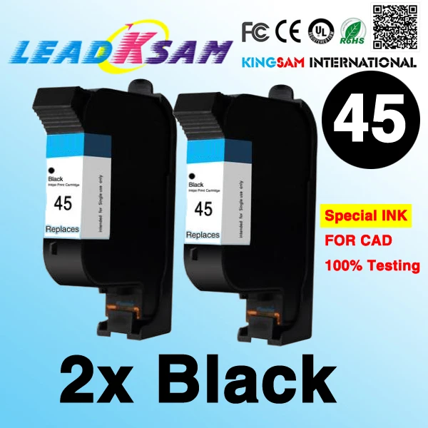 2x special ink cartrige compatible for hp45 CAD printer Deskjet 710C ...