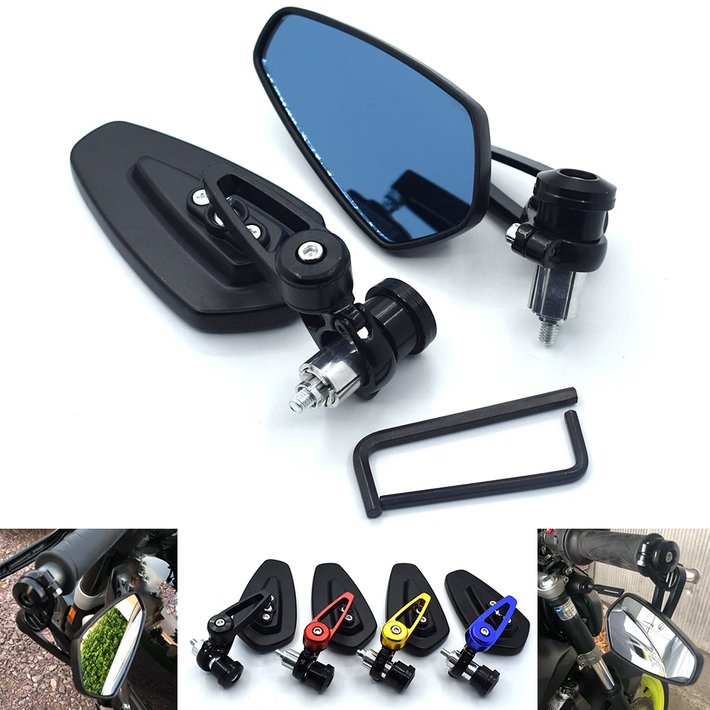 Universal Black 7/8'' 22mm Motorcycle Side Mirror Handlebar End Mirror ...