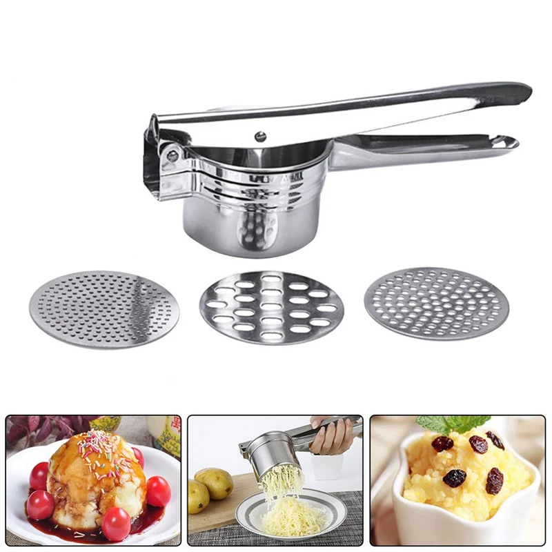 Manual stainless steel potato press: Ergonomic design and 3 ...