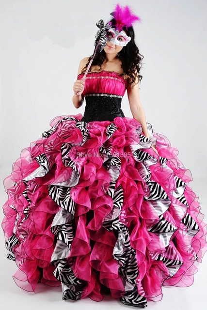 Hot Pink And Zebra Quinceanera Dresses