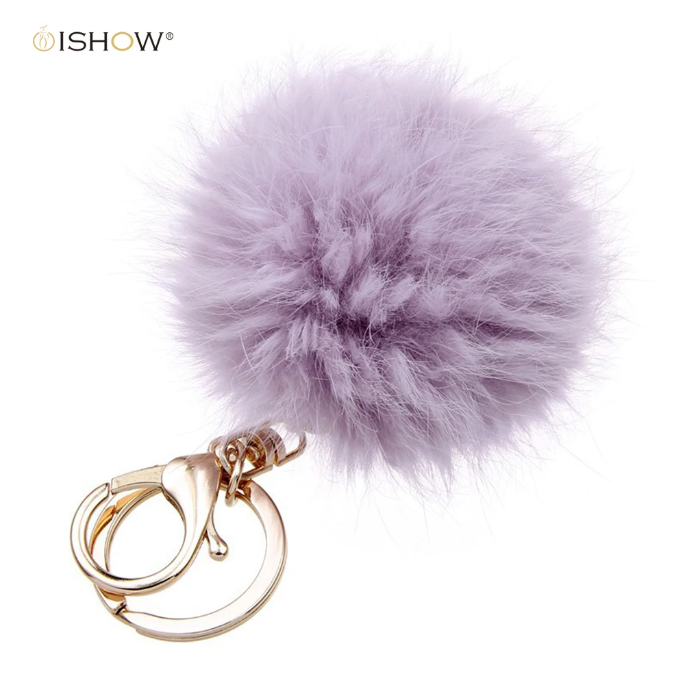 Fashion fur key chain keys for lovers8 CM many colors rabbit fur ball ...