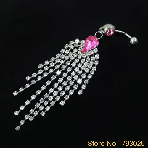 Dangle Crystal Navel Belly Button Bar Barbell Rings Rhinestone Creative ...
