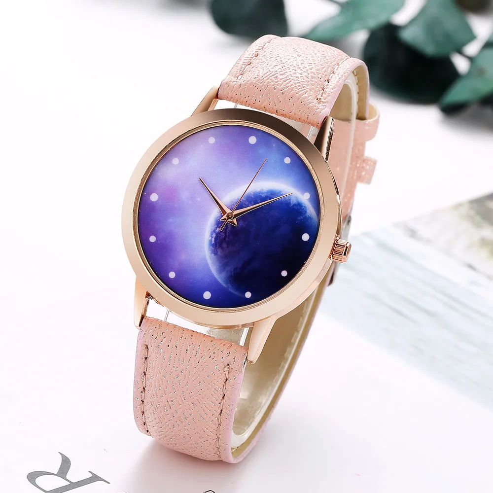 GAIETY Universe Women Fashion Watches Starry Sky Leather Band Quartz ...