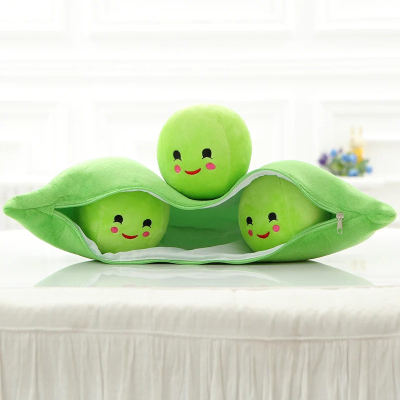 Super 60cm Cute Little Peas Soft Stuffed Toys 3 In A Pod Pea Plants ...