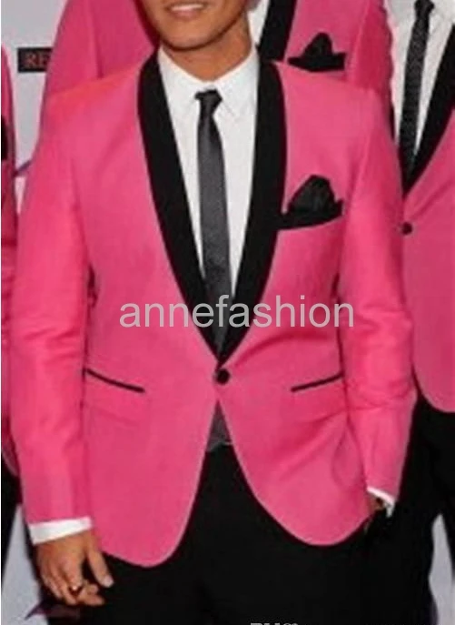 Rosa smoking cor de rosa com preto shawl collar homens terno do ...