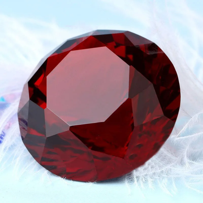 40mm High Quality 4pcs/Lot Red Crystal Diamond Paperweights Crystal ...