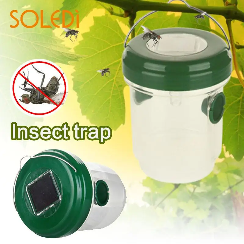 Insect Trap Fly Trap Durable Green LED Ultraviolet Solar Hanging Pest ...